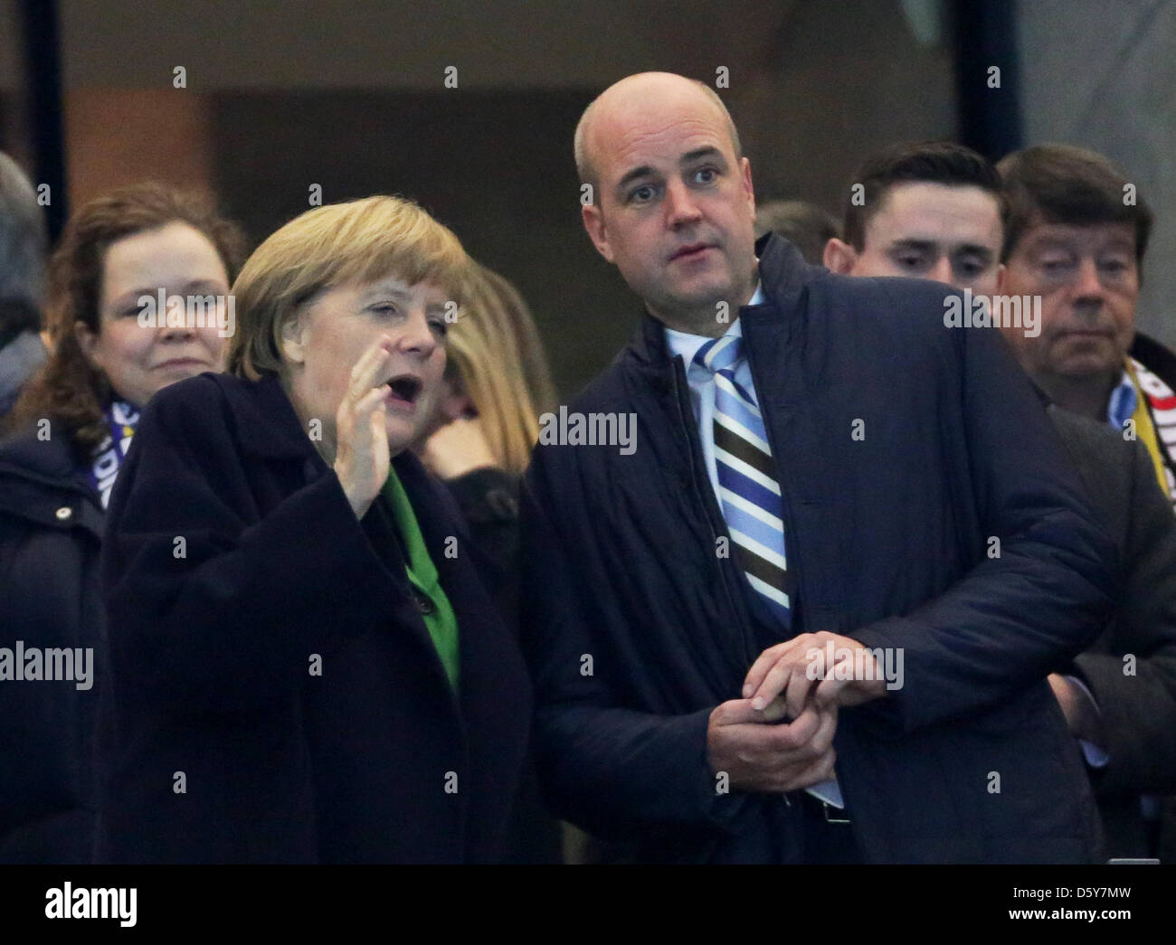 German chancellor Angela Merkel (L) and Swedish Prime Minister Fredrik ...