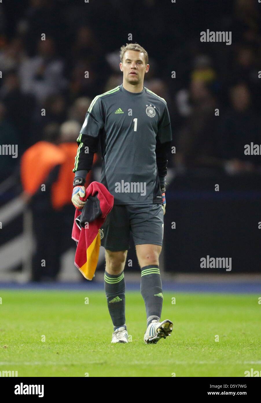 Germany's goal keeper Manuel Neuer leaves the ground after the FIFA ...