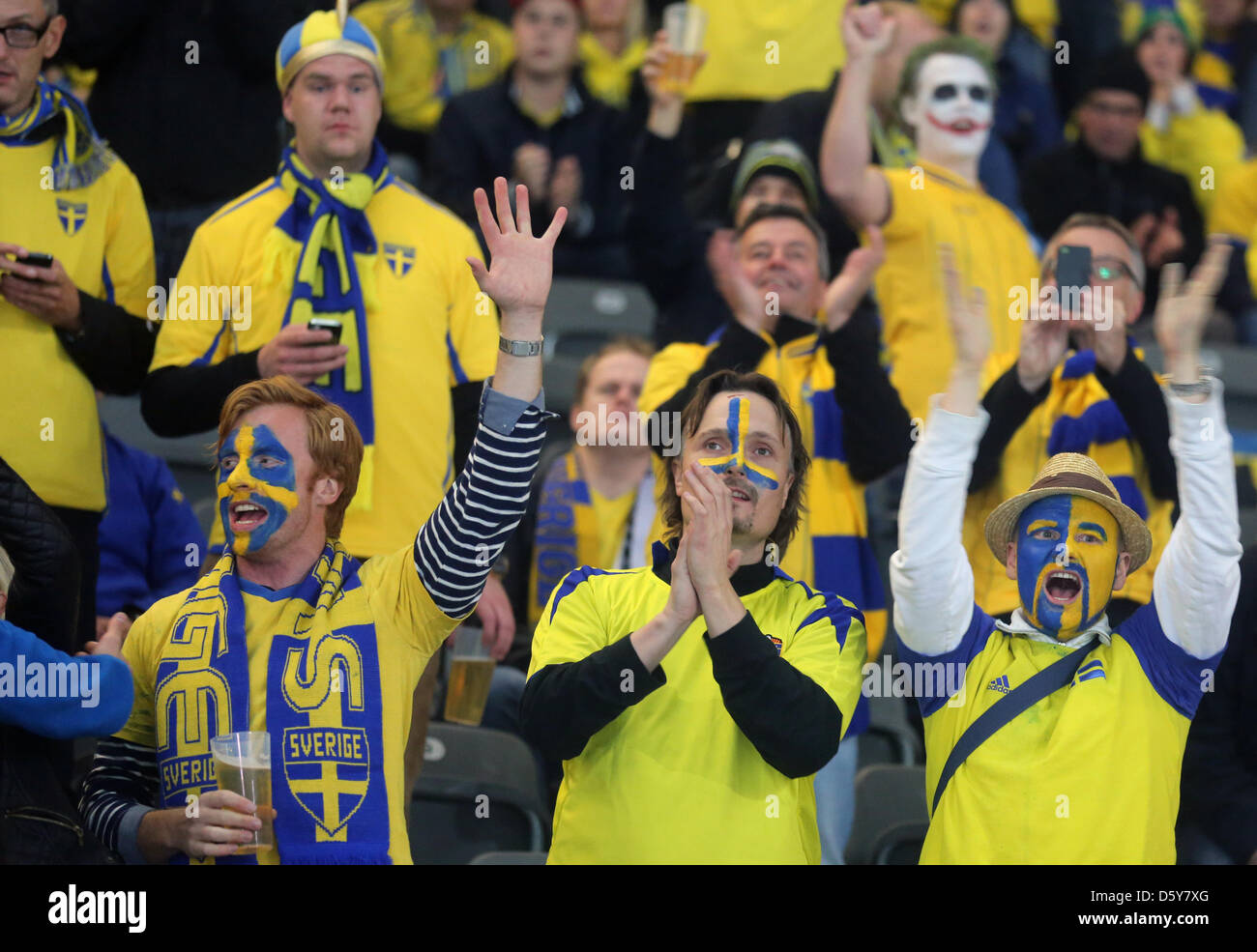 Swedish supporters celebrate before the FIFA World Cup 2014 qualifying ...