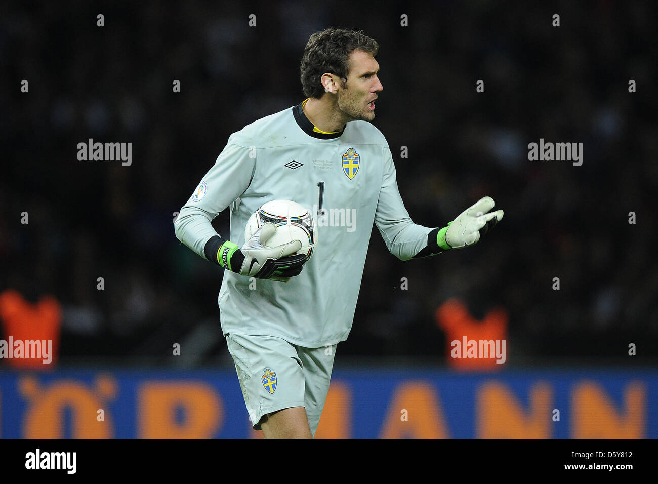 Sweden's goalkeeper Andreas Isaksson celebrates the 4-4 after the FIFA ...