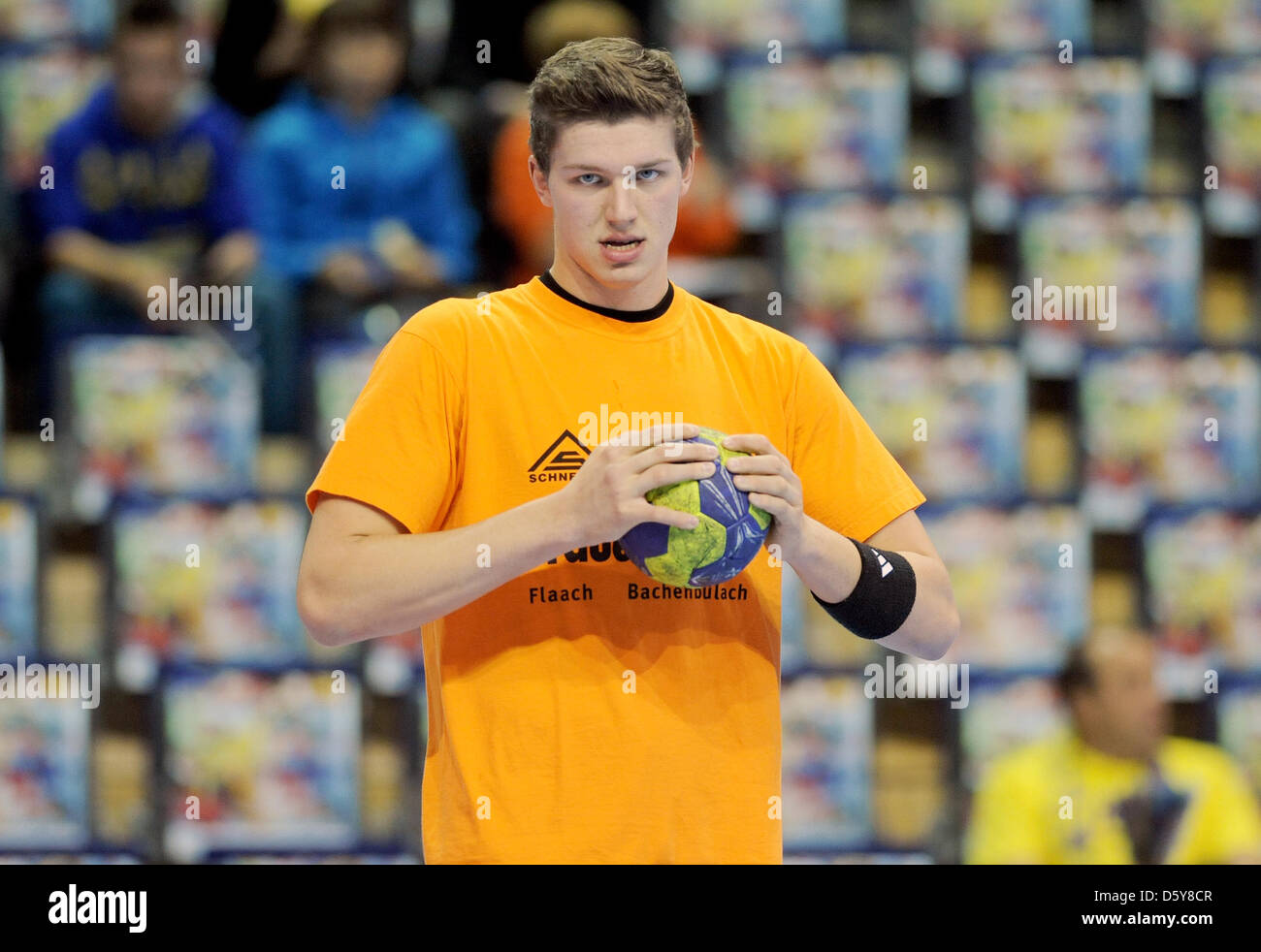 Christian Dissinger of the Kadetten Handball Schaffhausen warms up ...