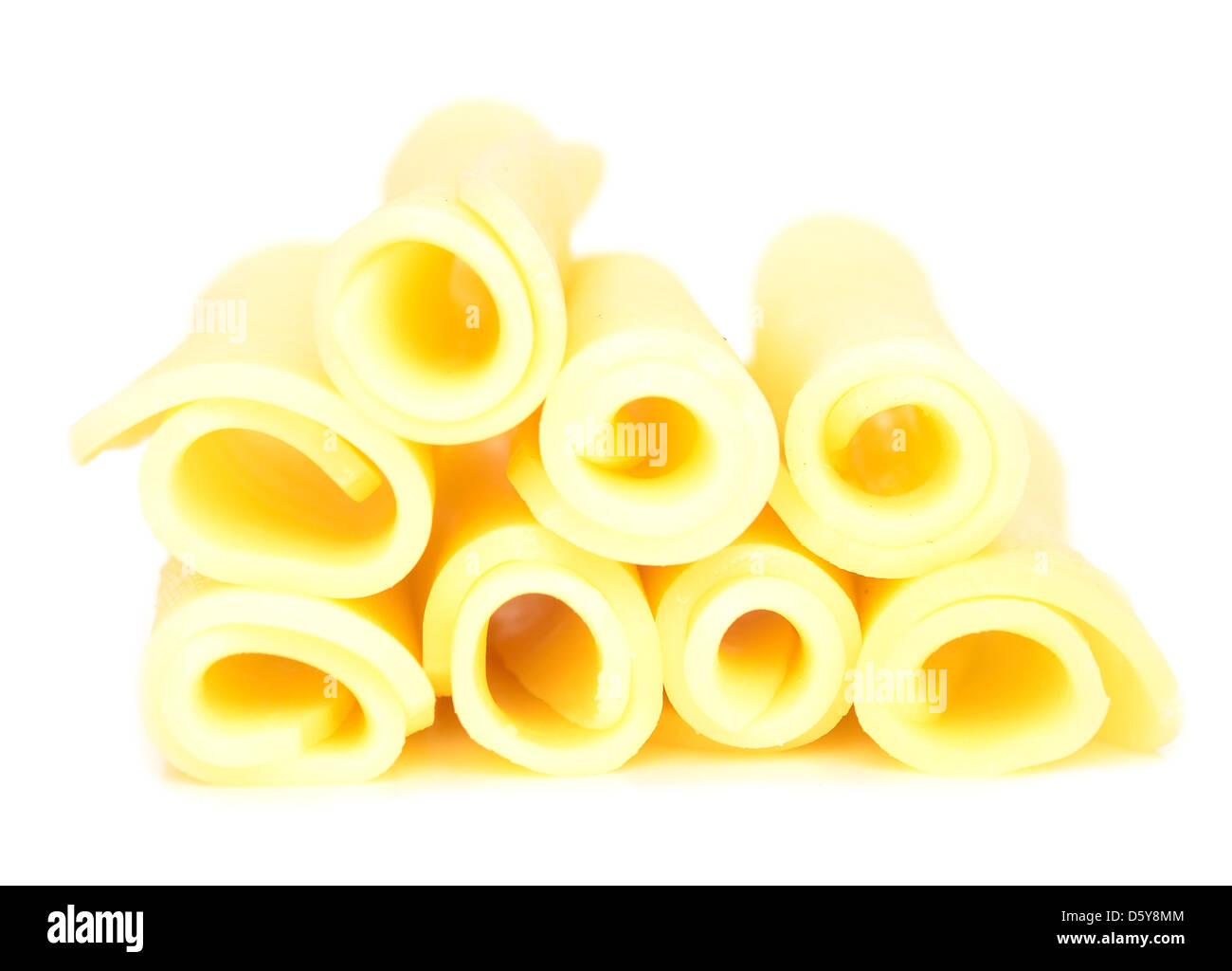 rolled cheese on white background Stock Photo - Alamy