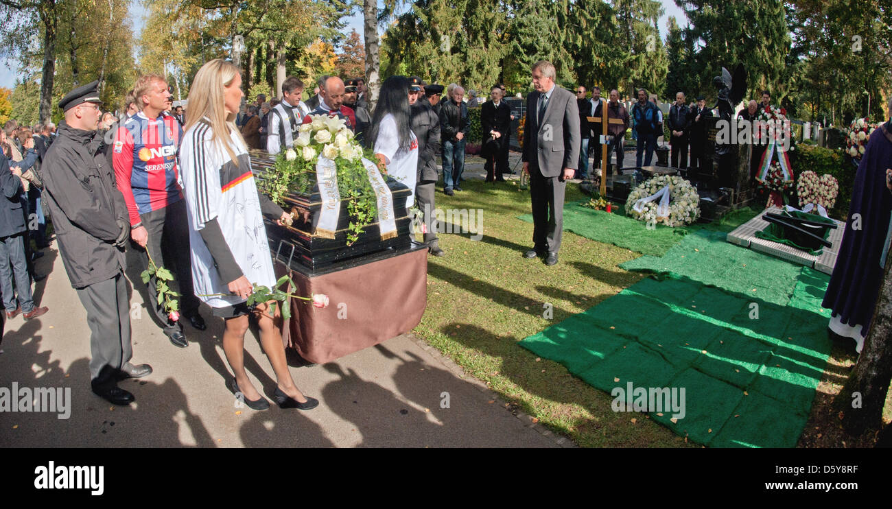 The coffin of former German national soccer team player Helmut Haller ...