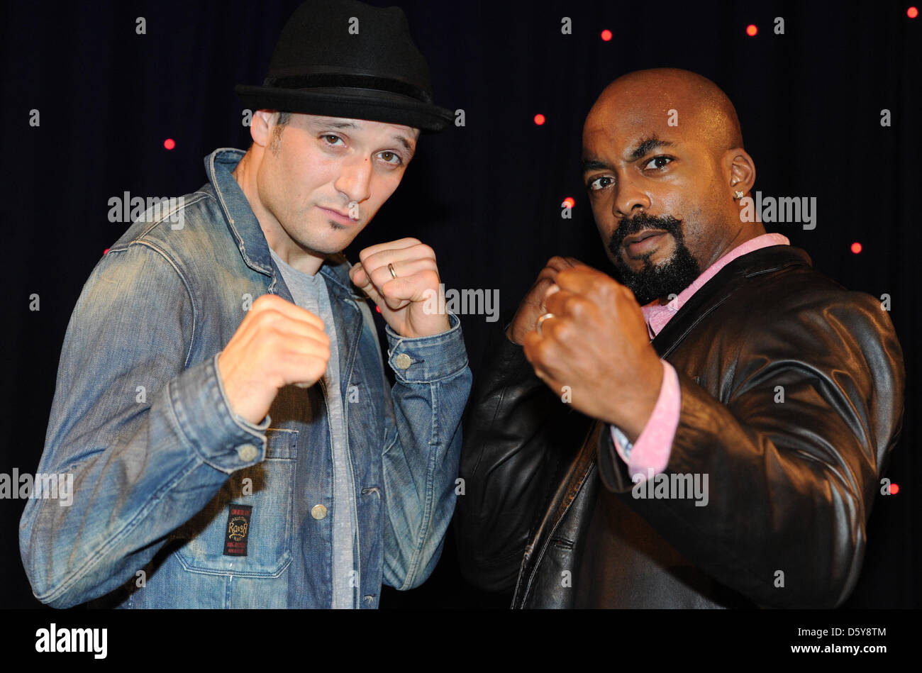 Actors Drew Sarich (L) as Rocky and Terence Archie as Apollo pose in ...