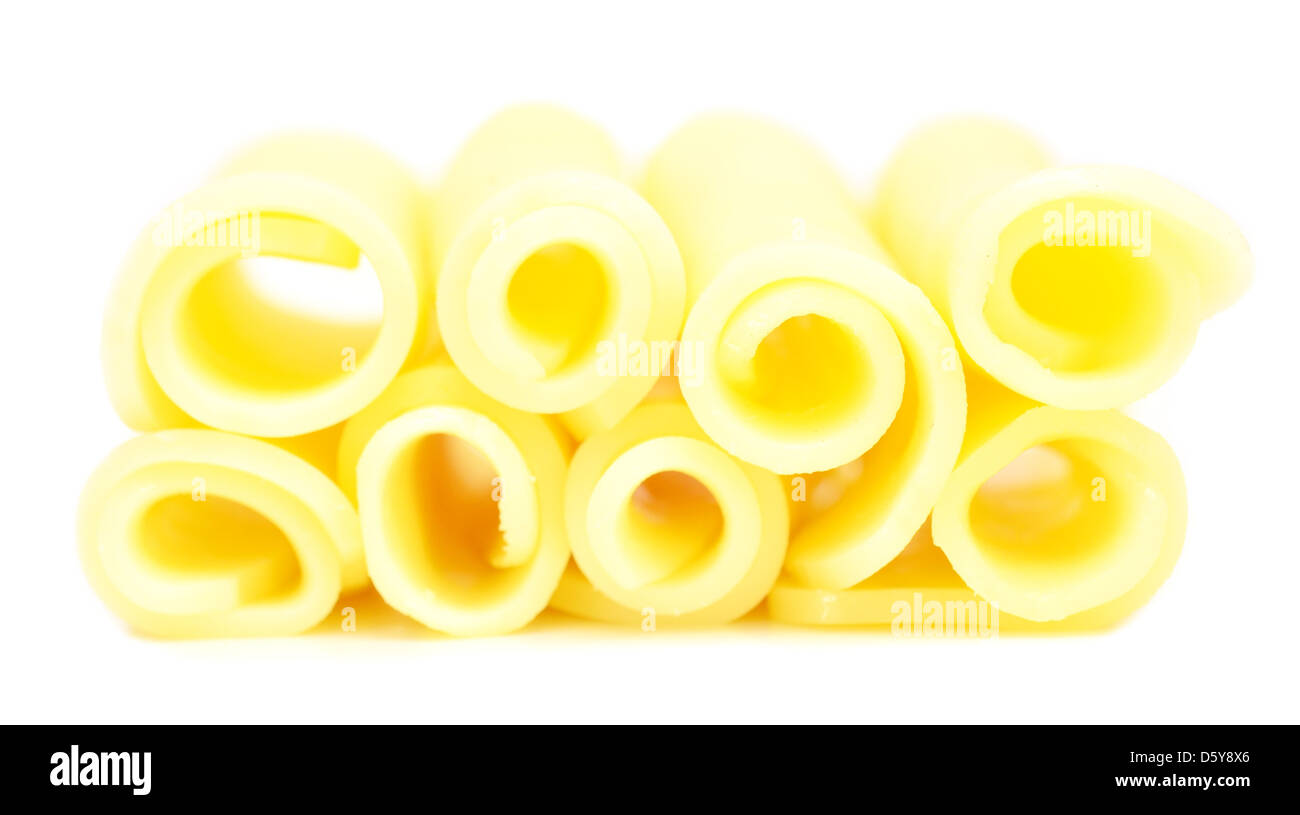 rolled cheese on white background Stock Photo - Alamy