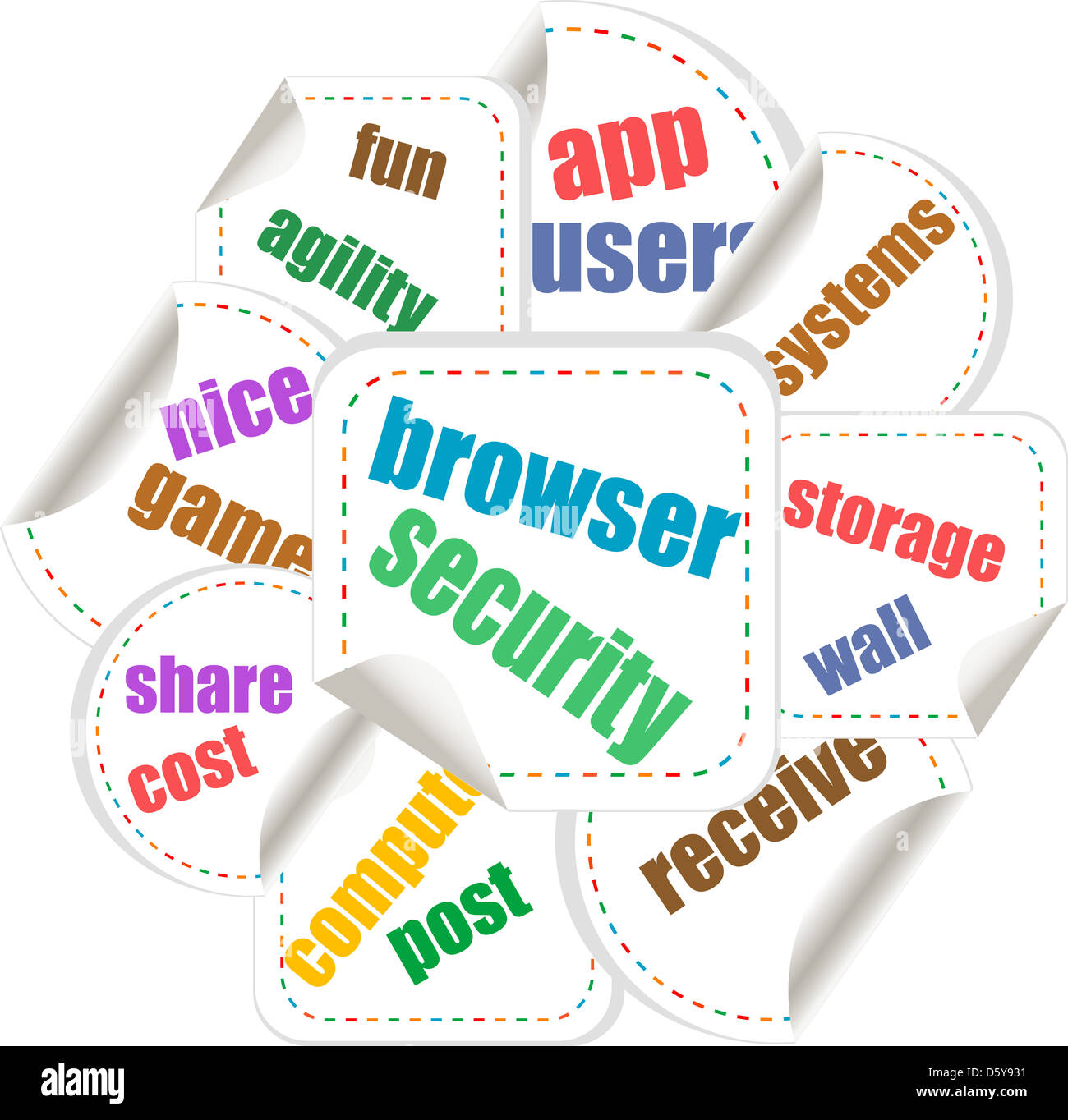 internet stickers set with words Stock Photo - Alamy