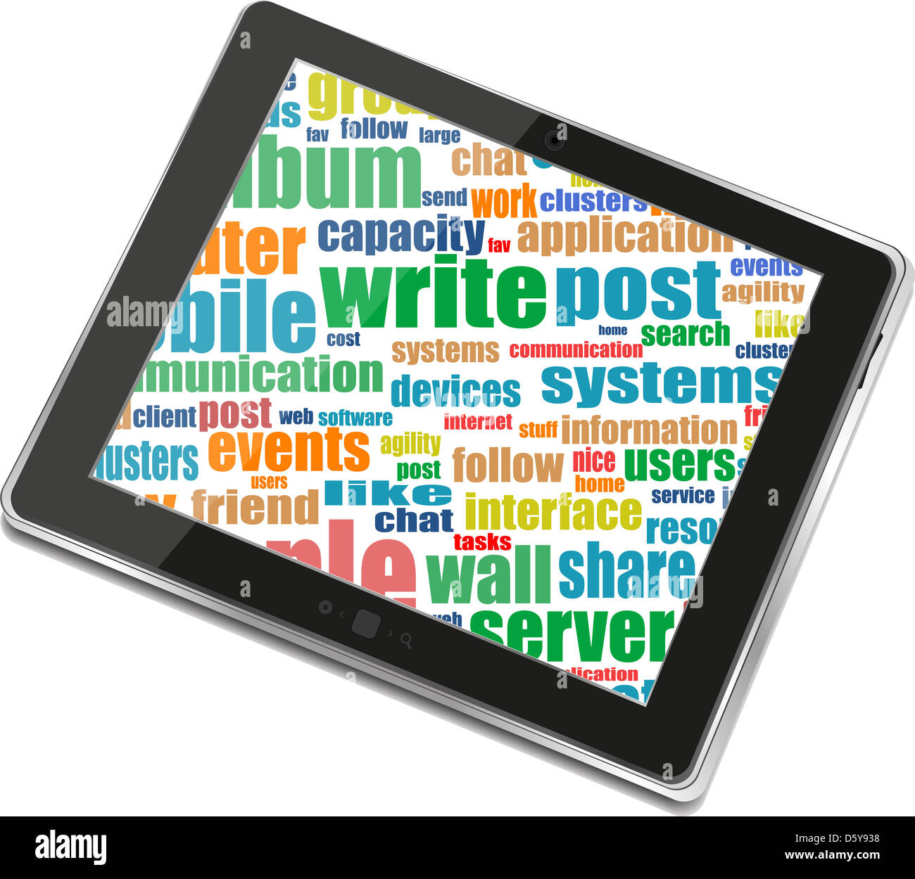 Tablet pc with business words on screen Stock Photo - Alamy