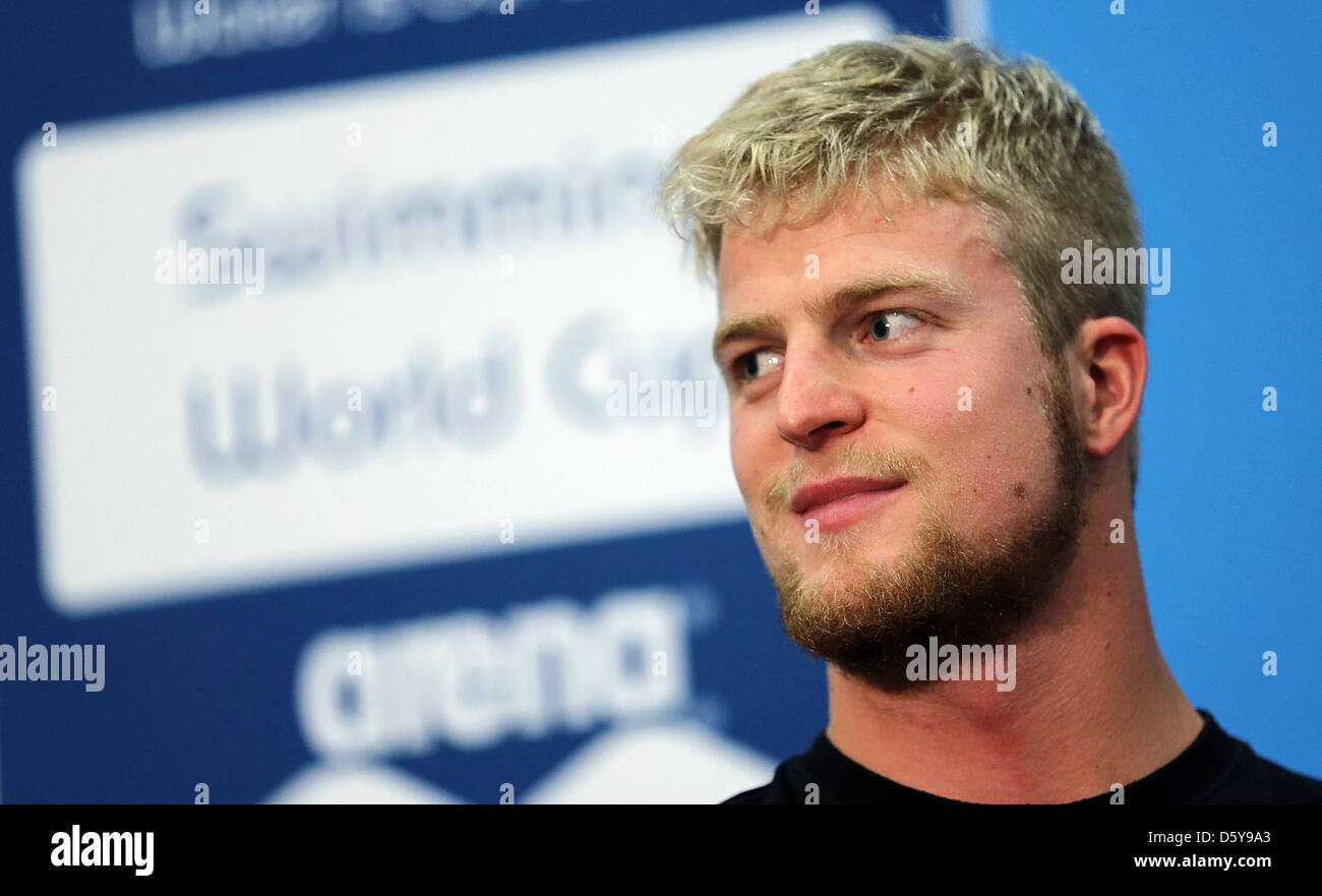 German swimmer Steffen Deibler attends a press conference in Berlin ...