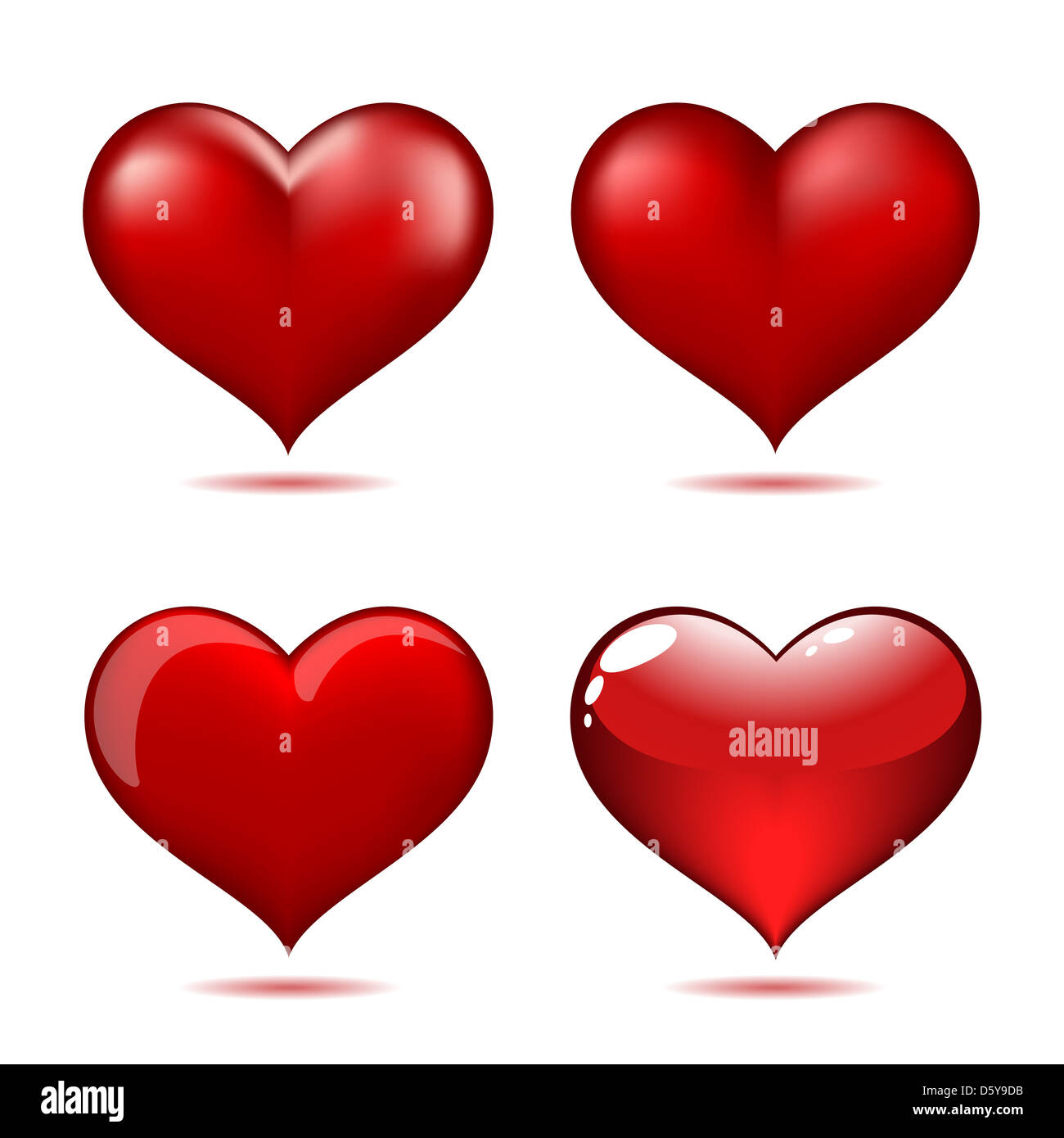 Set of Big Red Hearts Stock Photo - Alamy