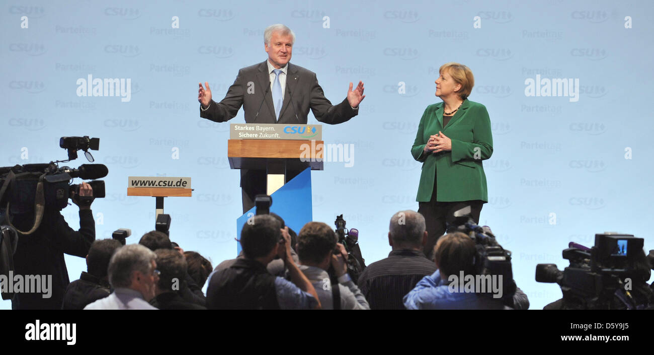 German Chancellor Angela Merkel and Premier of Bavaria Horst Seehofer ...