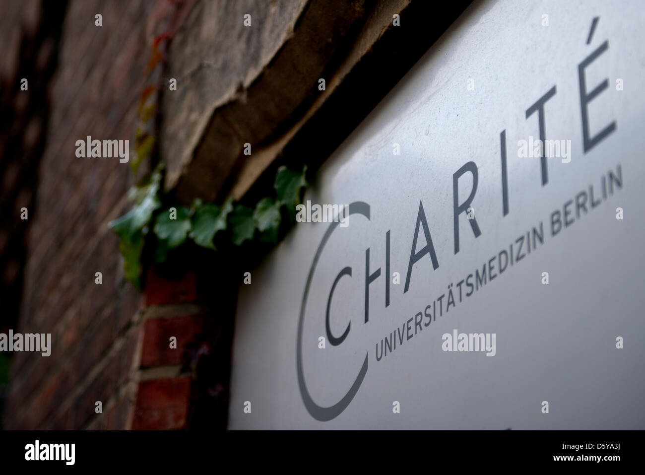 The entrance sign of the Charite university hospital is pictured in ...