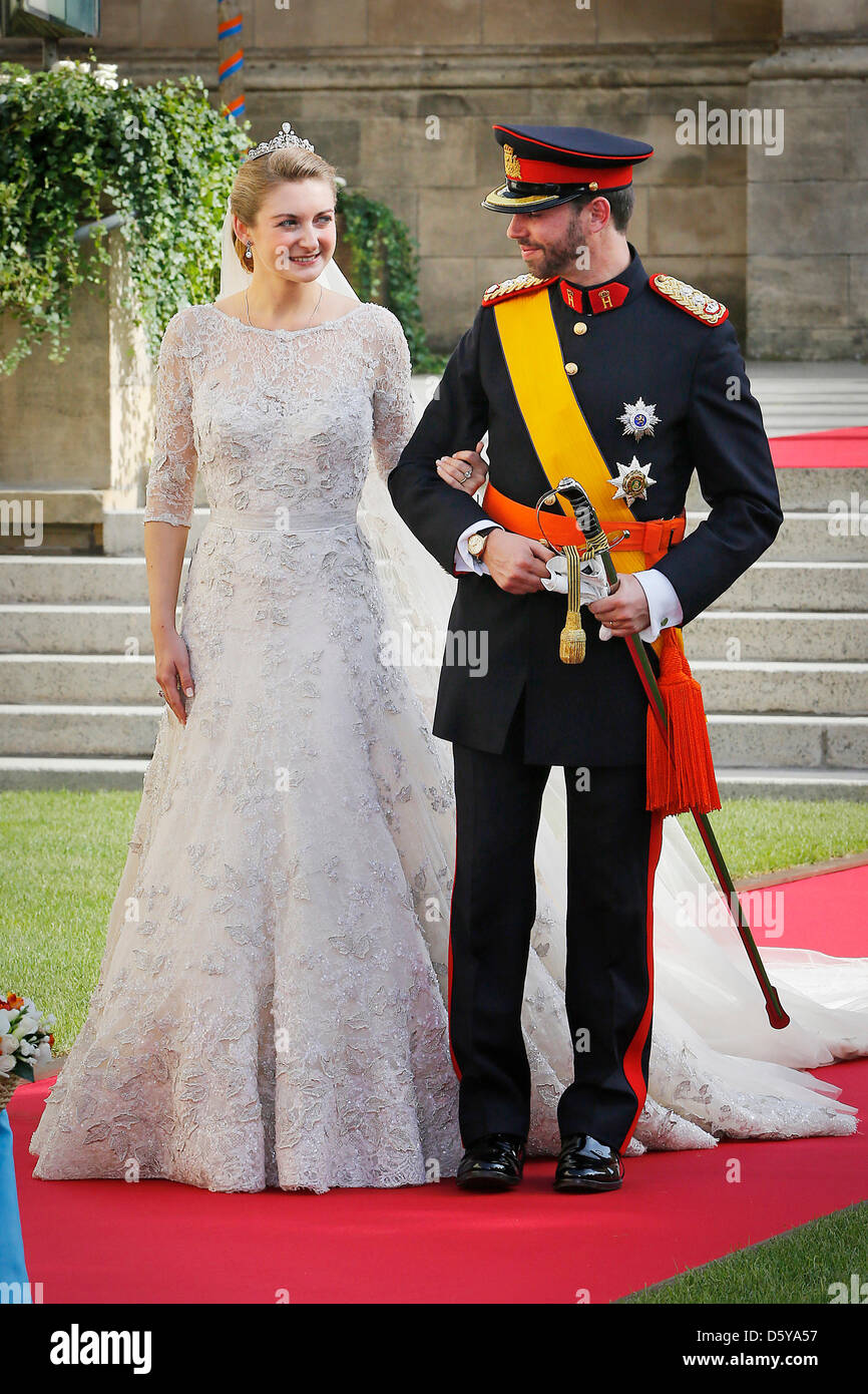 Hereditary Grand Duke of Luxembourg and Hereditary Grand Duchess Stéphanie after their religious ...