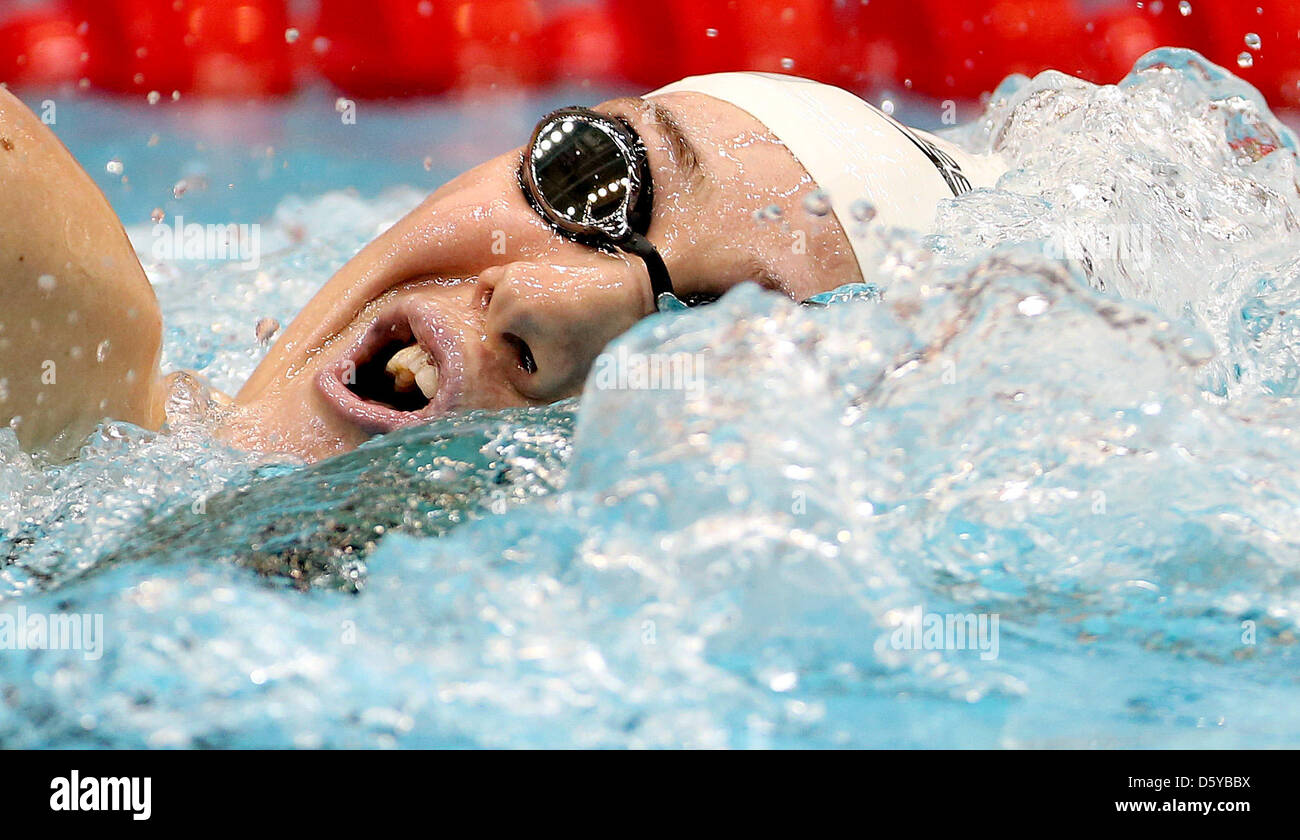 French swimmer Camille Muffat competes in the 400m freestyle race ...