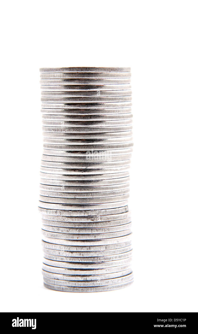 stack of coins isolated on a white background Stock Photo - Alamy