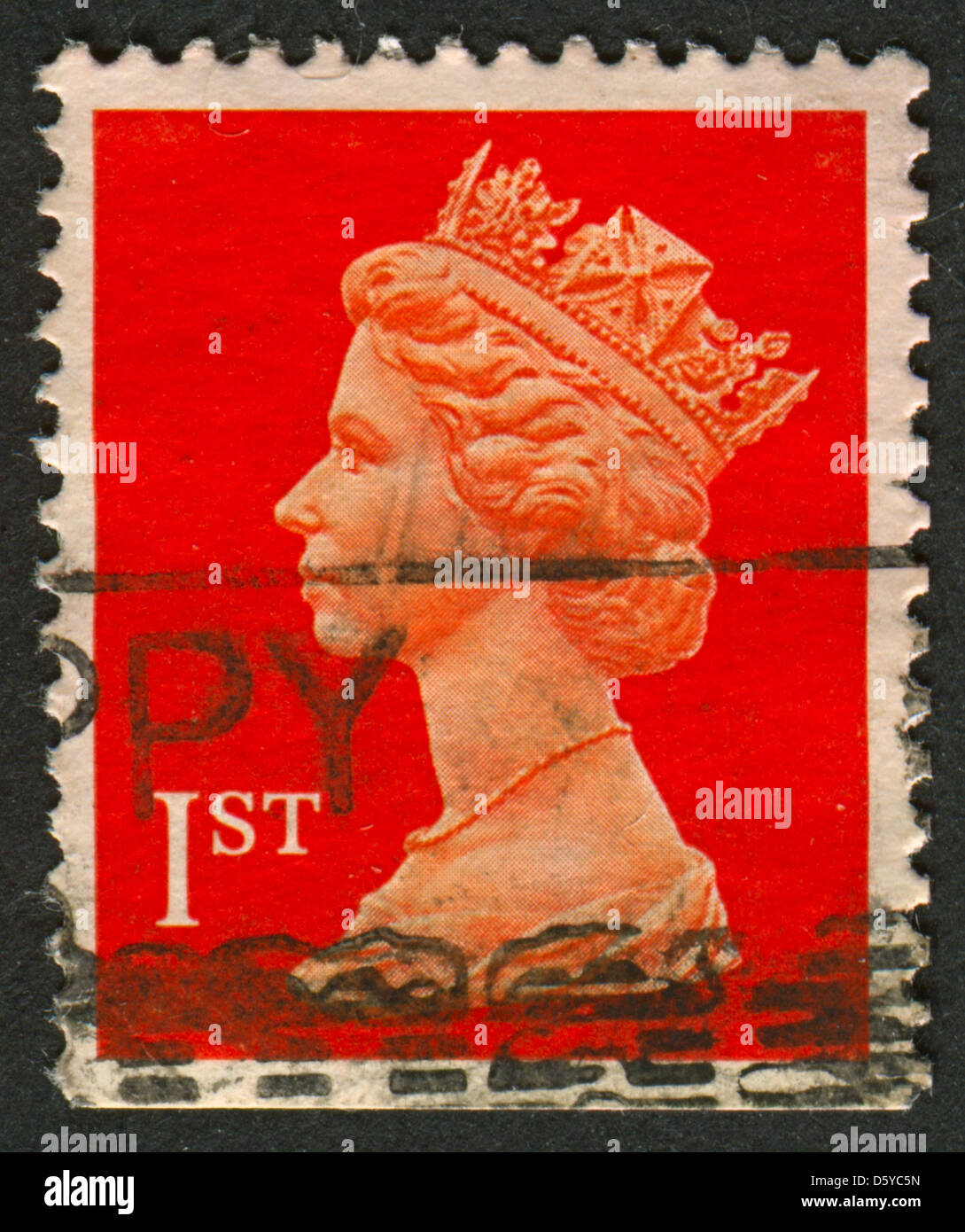 UK-CIRCA 1990:A stamp printed in UK shows image of Elizabeth II is the ...