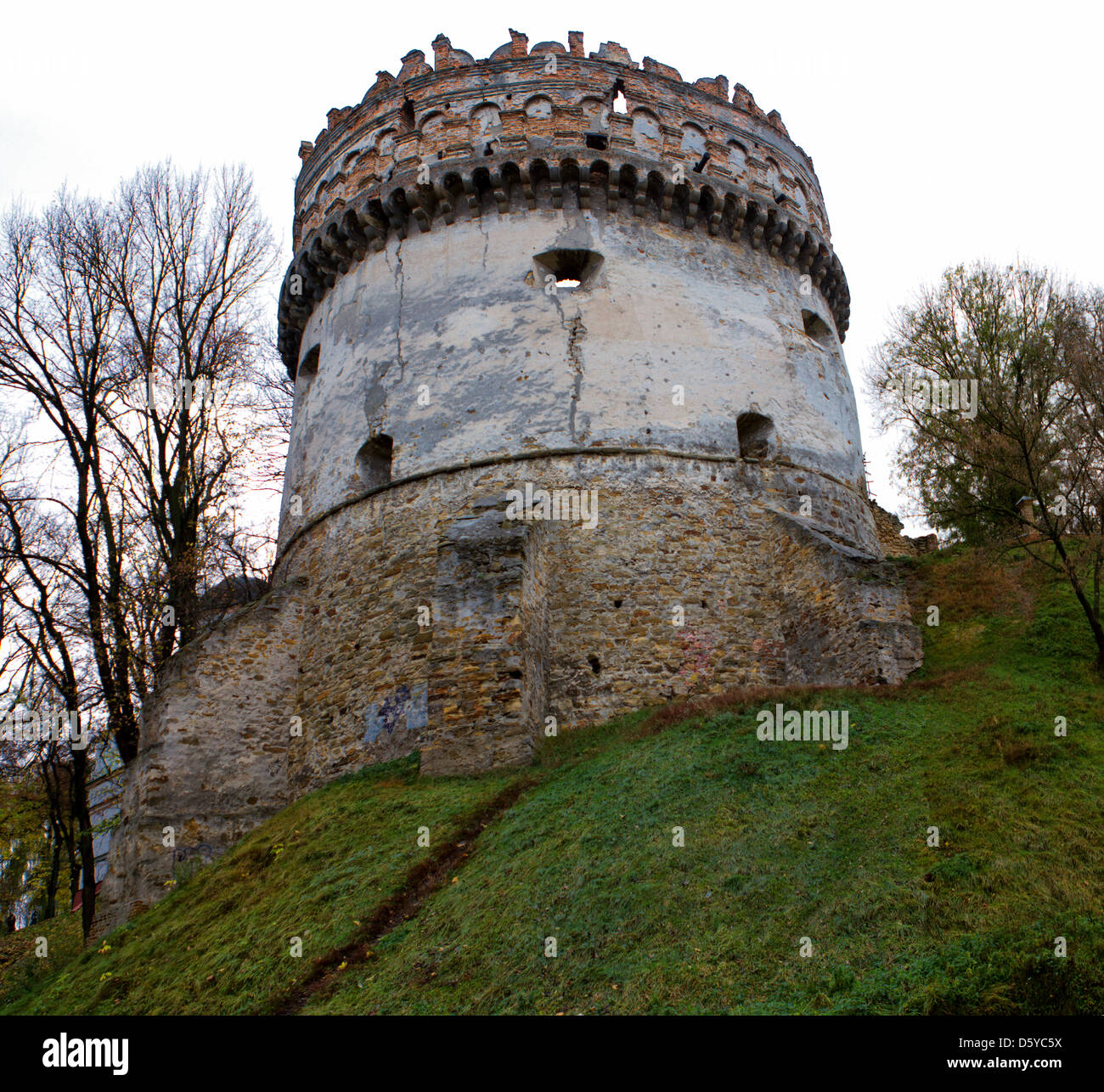 The old-time castle XVI ages. Ostrog. Ukraine Tower of the castle if ...