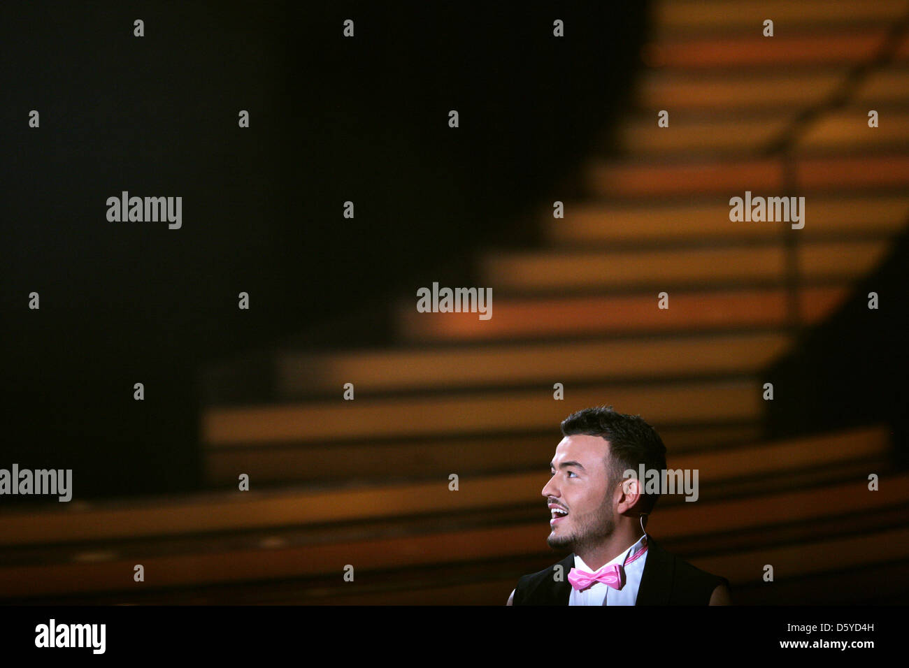 Singer Ardian Bujupi performs during the dancing show of the private ...