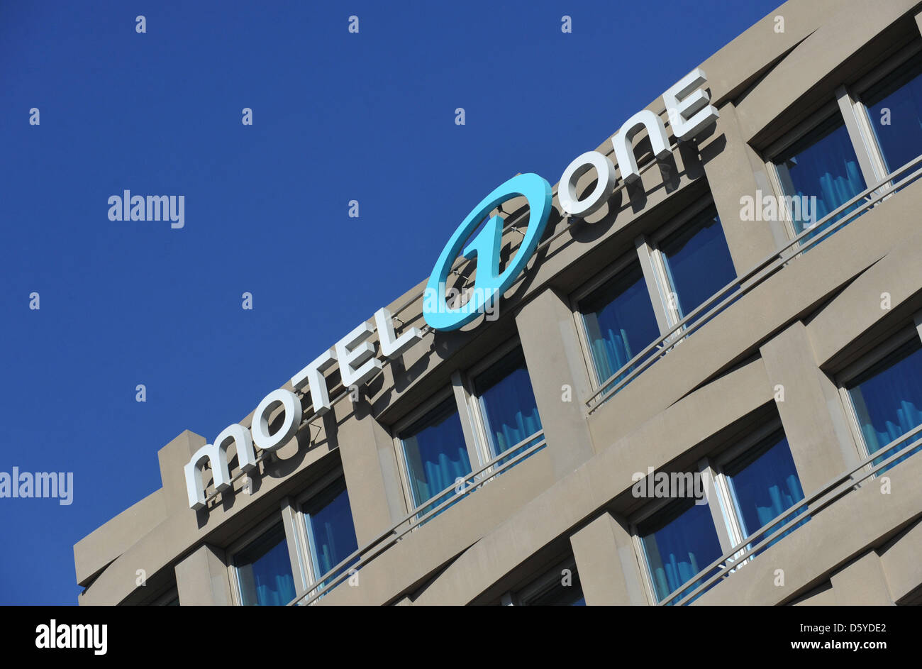 The logo of the hotel chain Motel One is pictured at one of the company ...