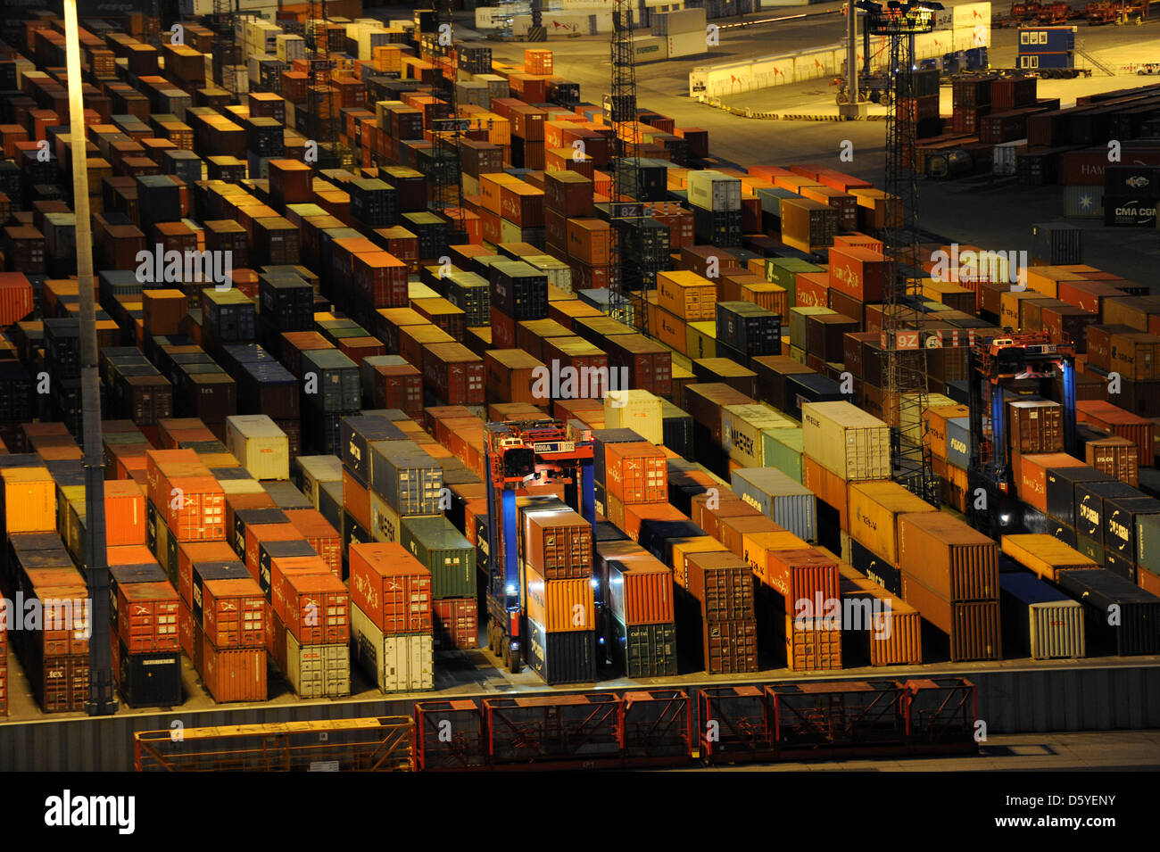 Containers stand on the Container Terminal Burchardkai (CTB) of the ...