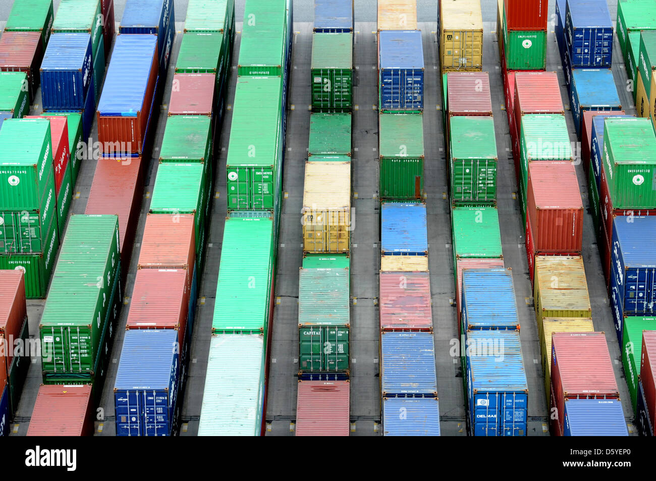Containers stand on the Container Terminal Burchardkai (CTB) of the ...