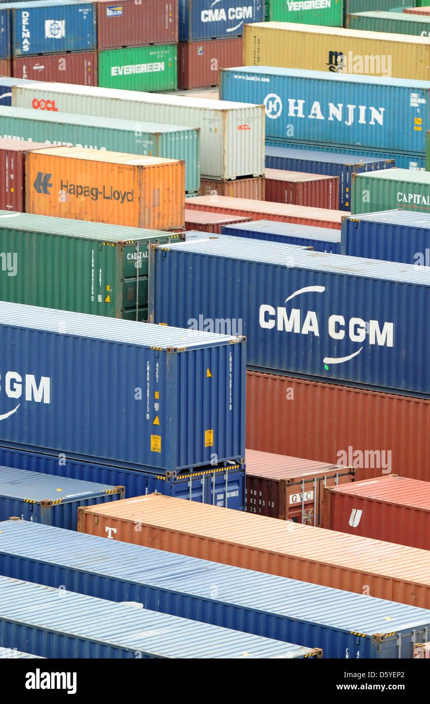 Containers stand on the Container Terminal Burchardkai (CTB) of the ...