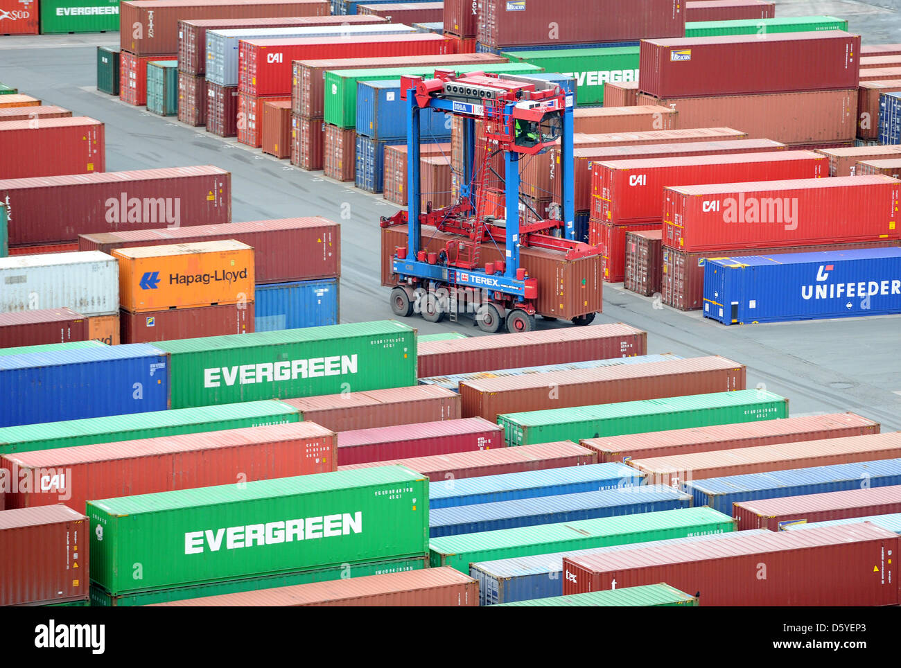 Containers stand on the Container Terminal Burchardkai (CTB) of the ...