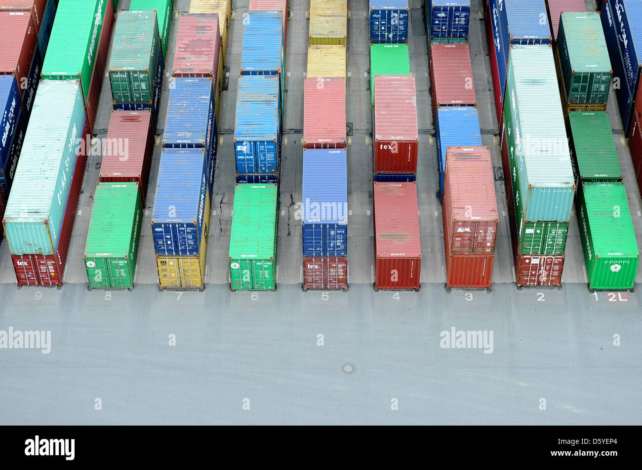 Containers stand on the Container Terminal Burchardkai (CTB) of the ...