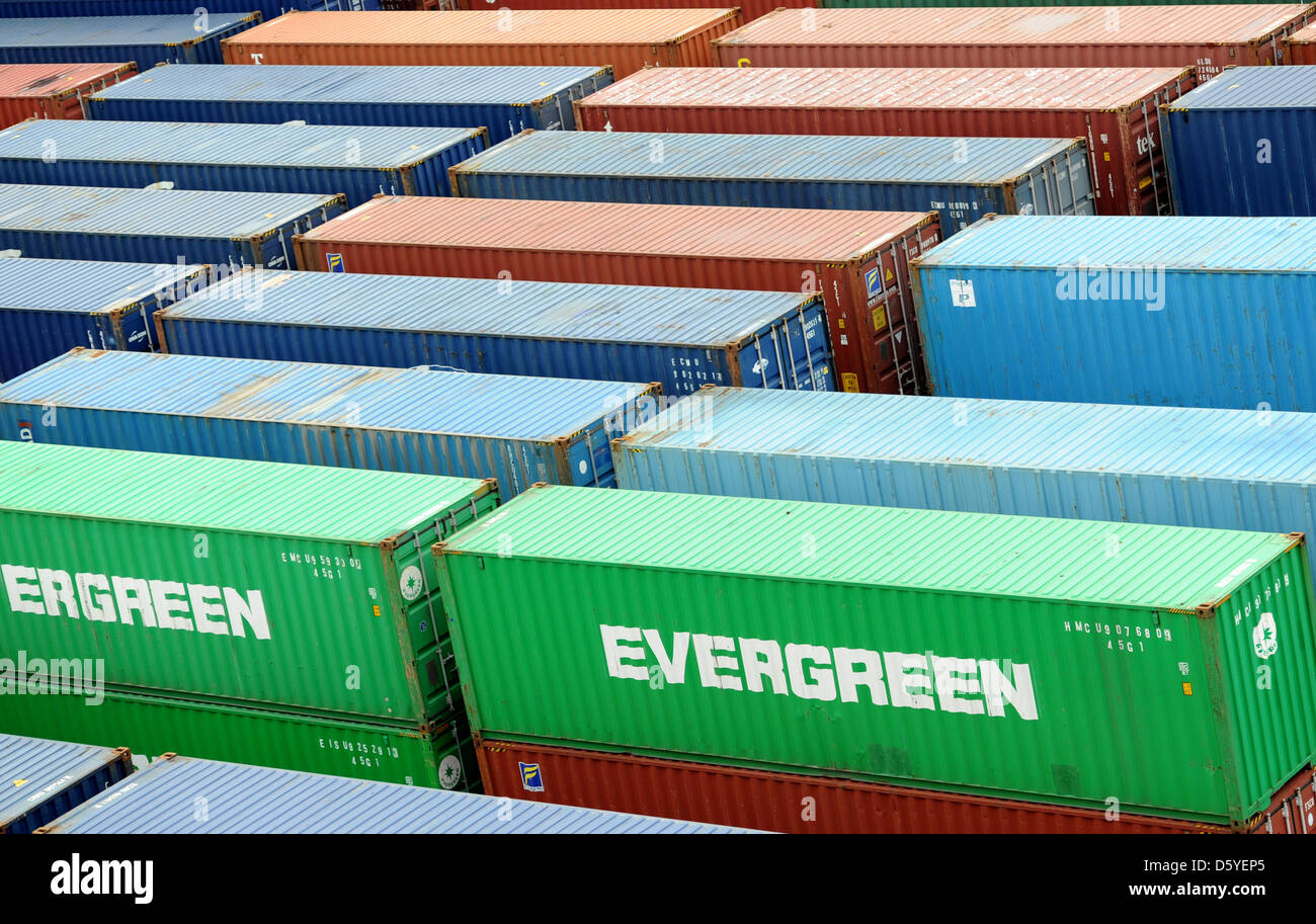 Containers stand on the Container Terminal Burchardkai (CTB) of the ...