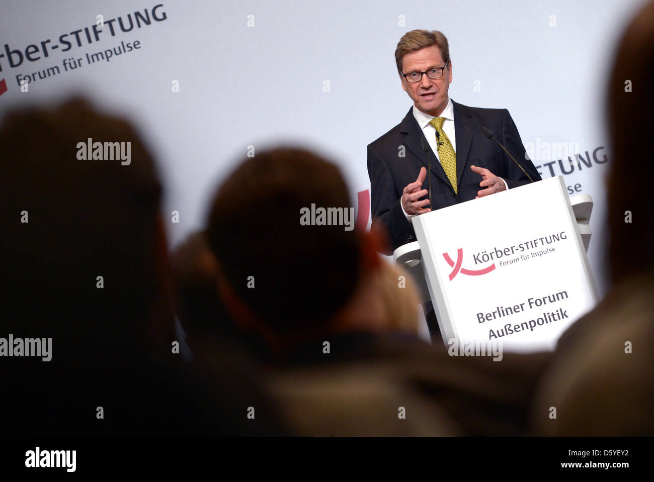 German Foreign Minister Guido Westerwelle delivers a speech during the ...