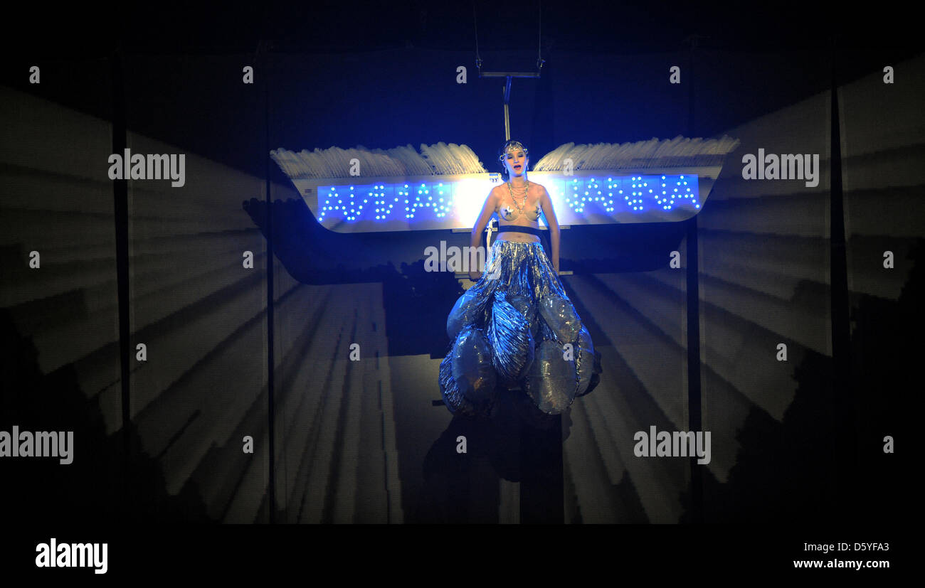 Soprano Anna Prohaska in the female lead as Inanna performs in a scene ...