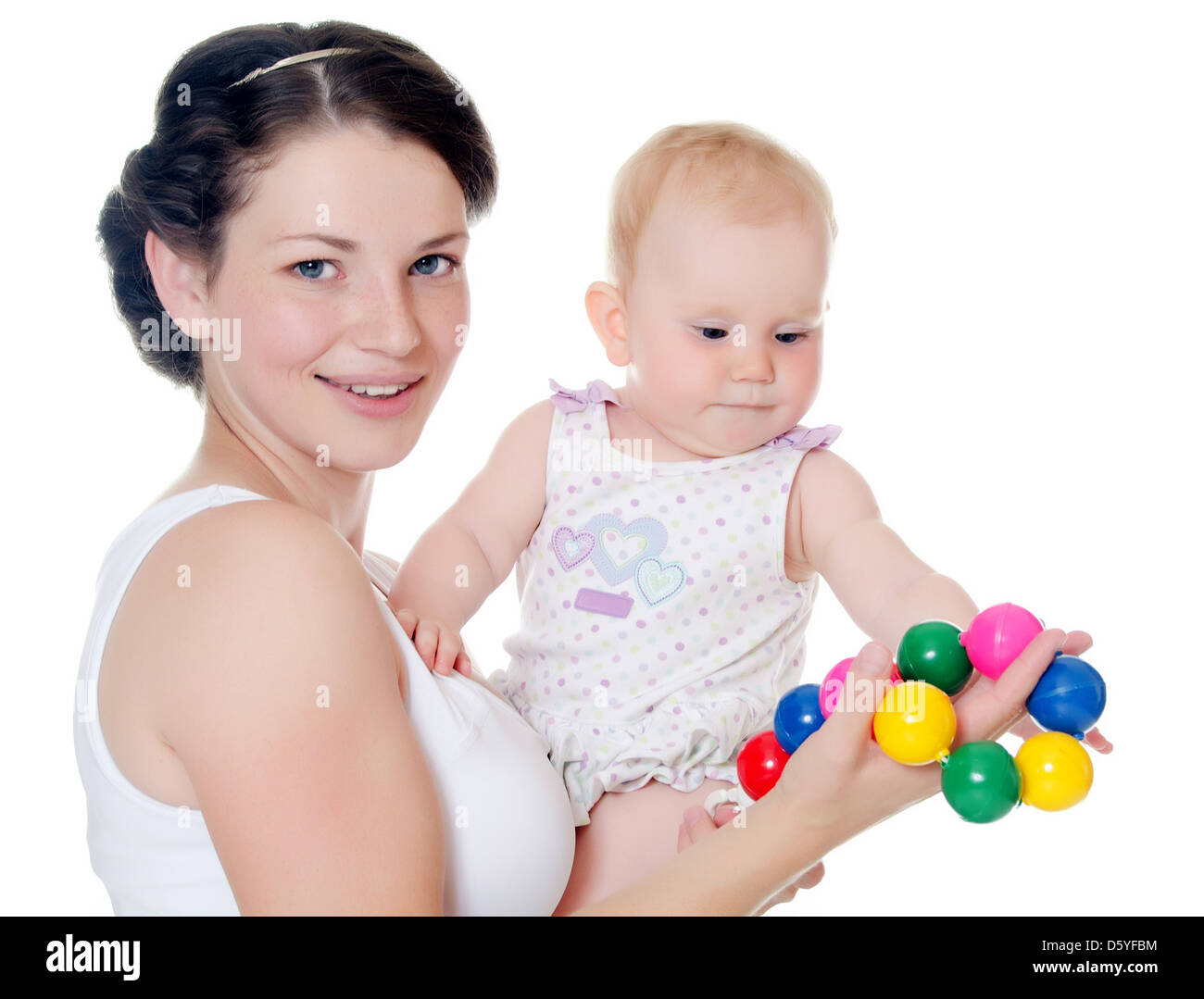 happy mother with baby over white Stock Photo - Alamy