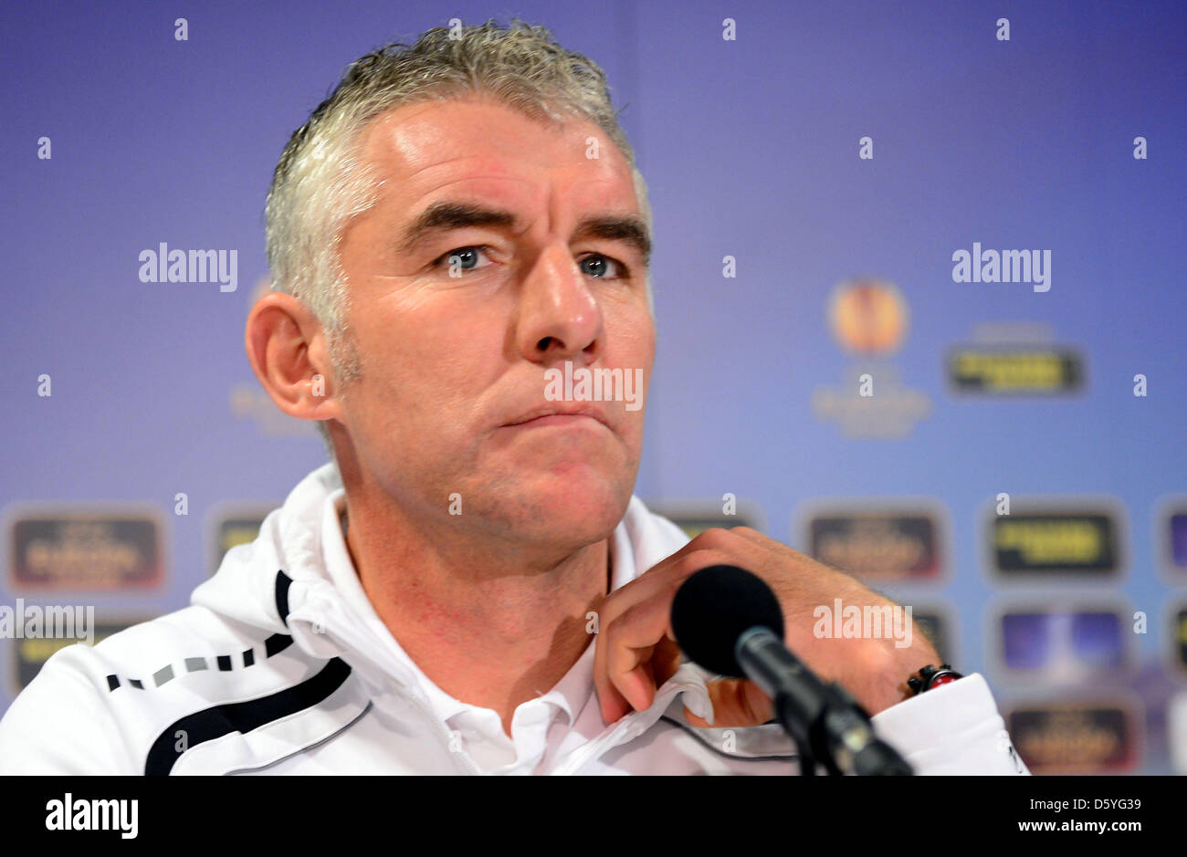 Hannover's head coach Mirko Slomka speaks at a press conference on the ...