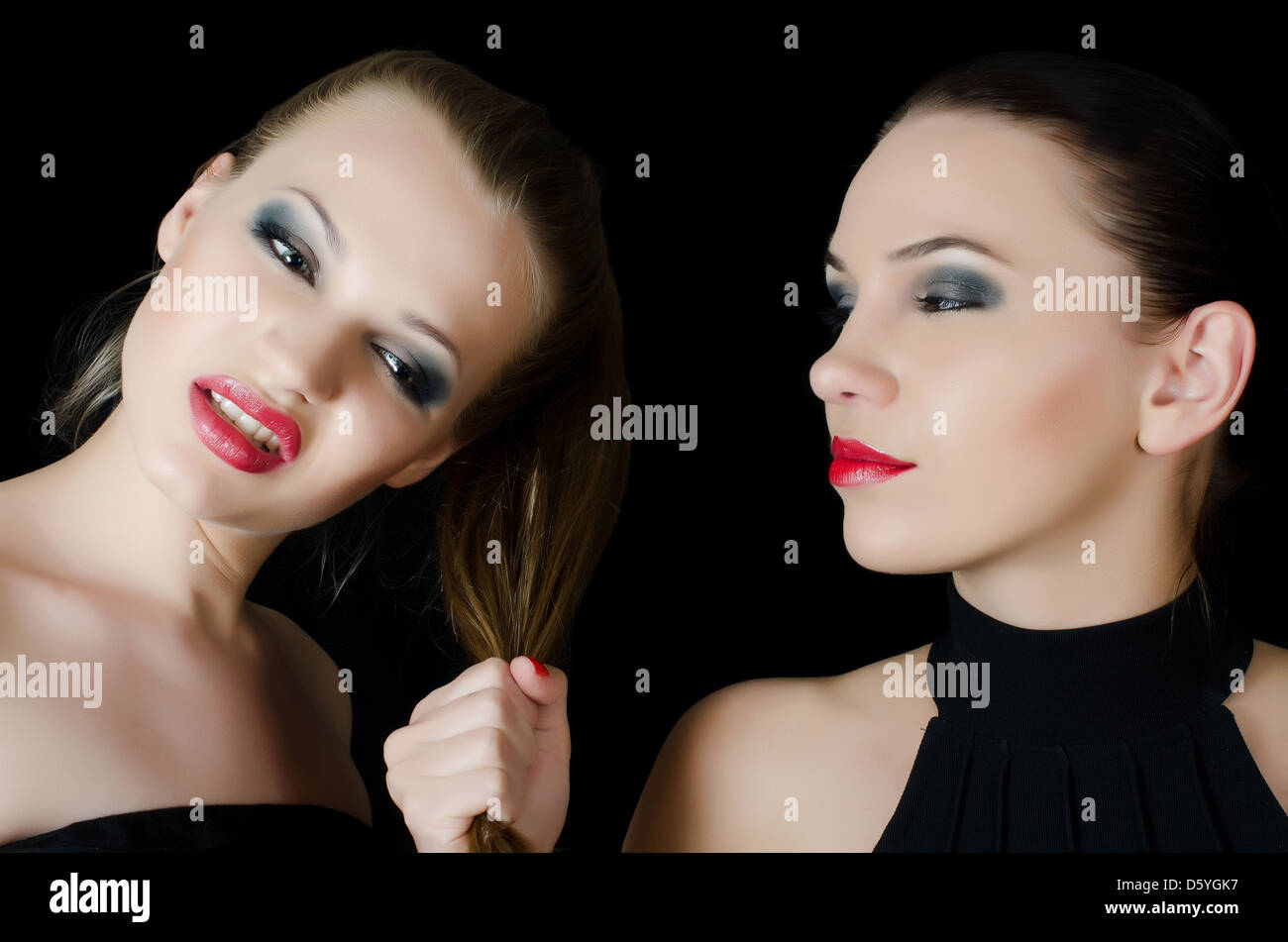 Two beautiful girls shout and swear Stock Photo - Alamy