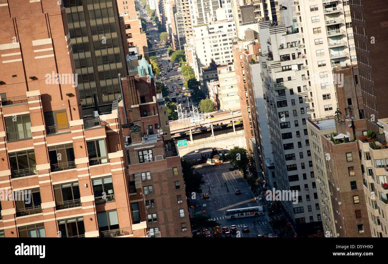 First Avenue in Manhattan is pictured from a highrise in New York, USA ...