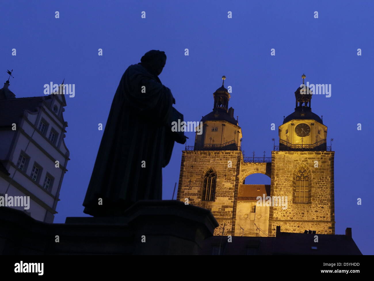 The cast-iron monument for the German reformer Martin Luther (1483-1546 ...
