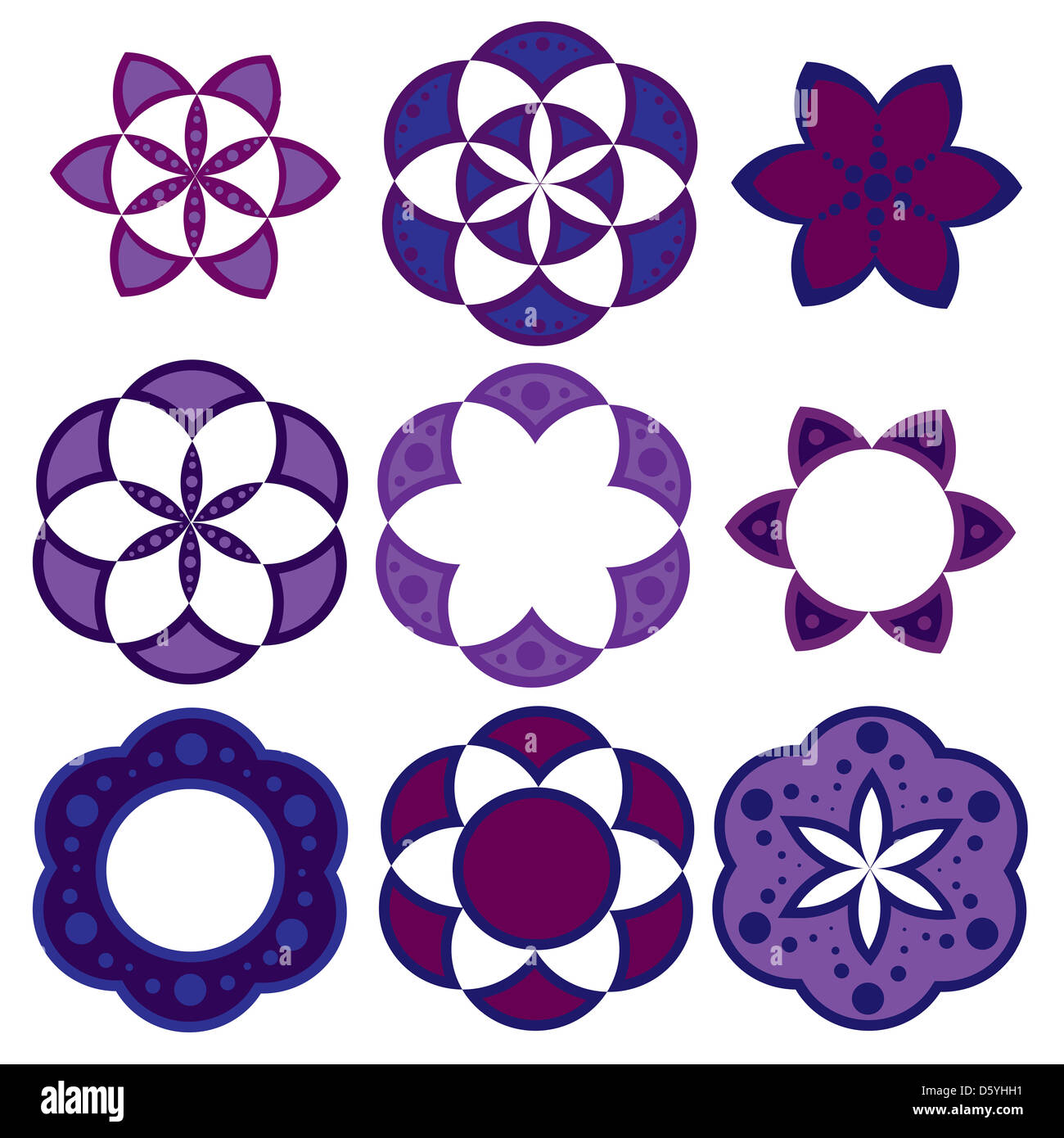 Set of graphic flowers Stock Photo - Alamy