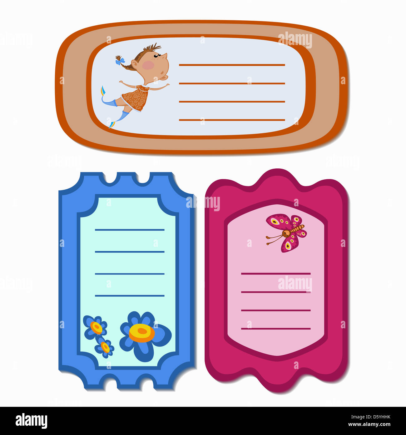 girl flower butterfly invitation notes Stock Photo - Alamy