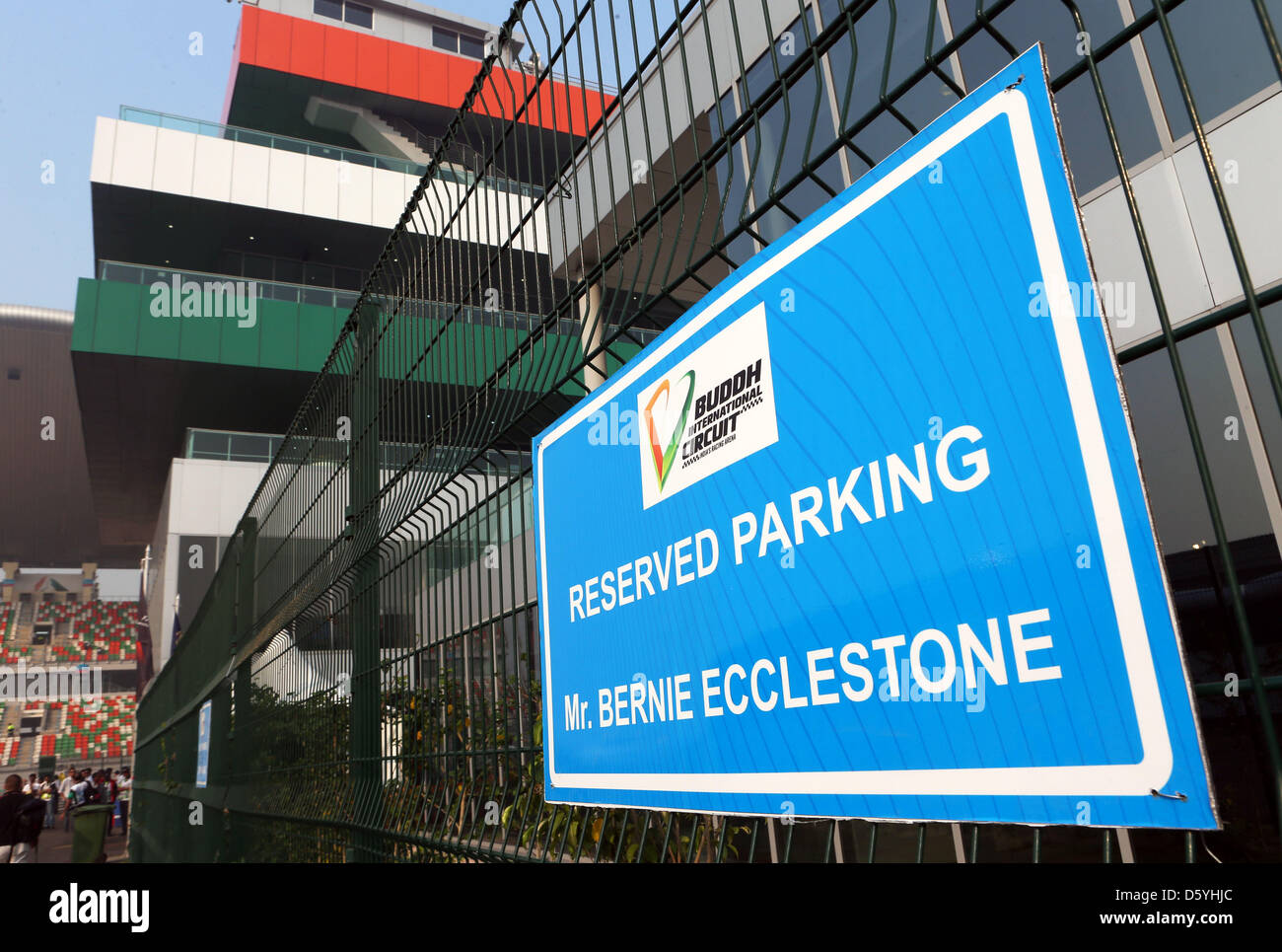 A sign shows the reserved parking of British Formula One Boss Bernie ...