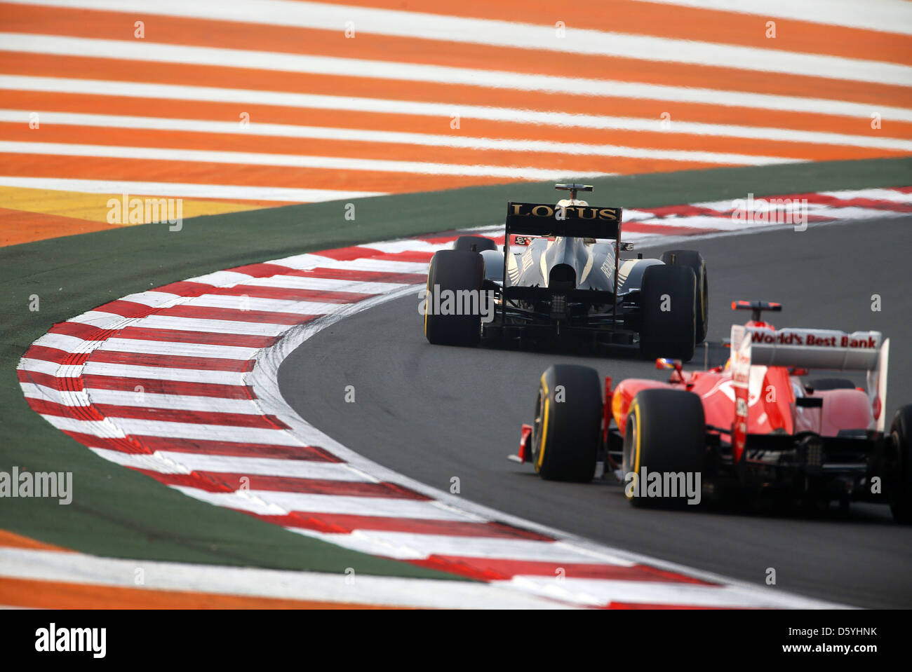 French Formula One driver Romain Grosjean (front) of Lotus and Spanish ...