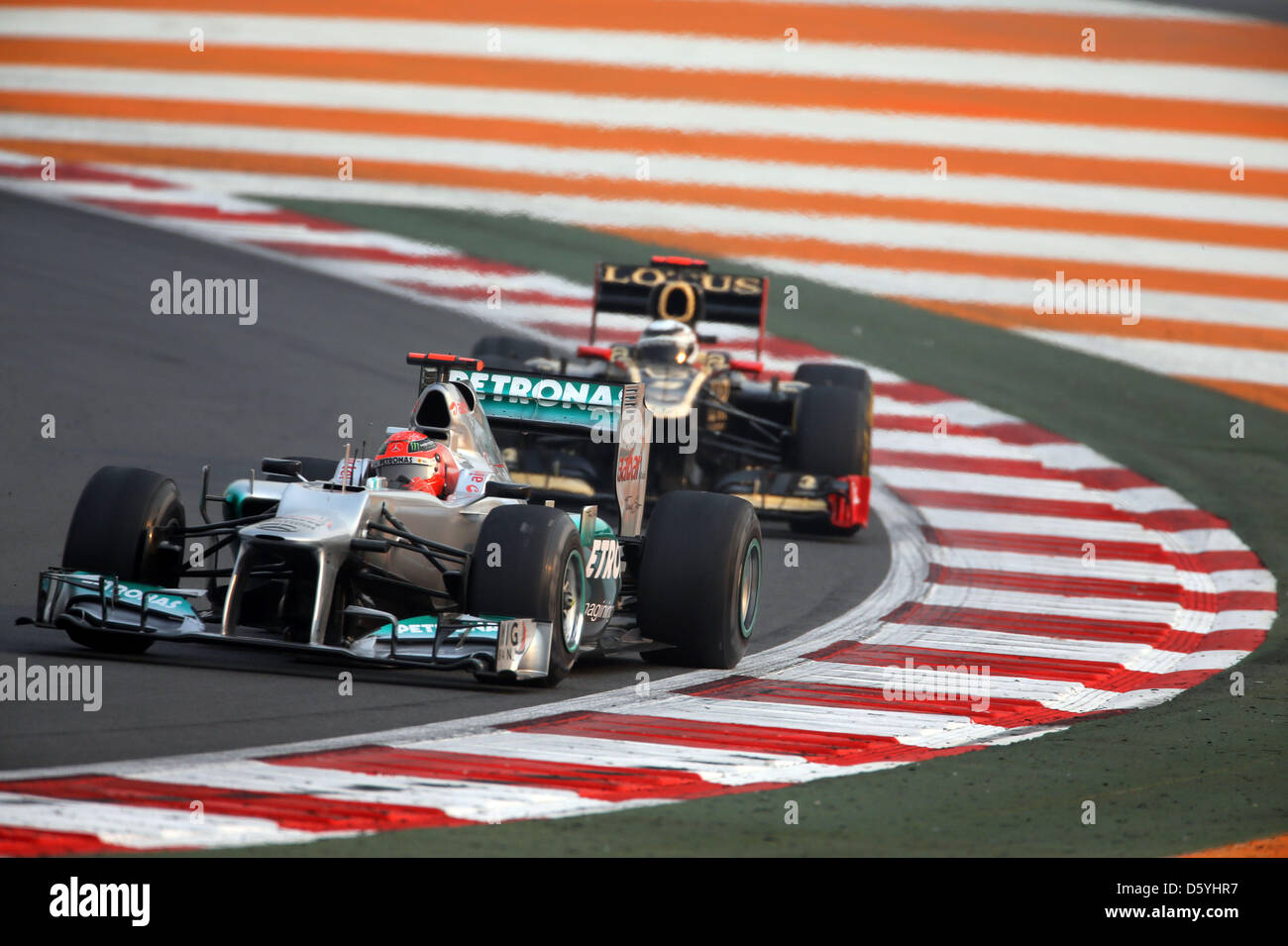 German Formula One driver Michael Schumacher (front) of Mercedes AMG ...