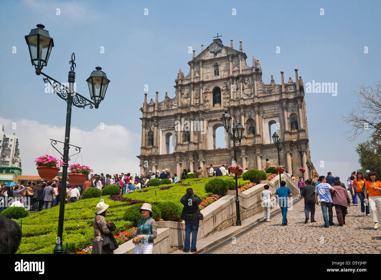 China, Macau, Ruins of St. Paul's, view of the magnificent stone facade ...