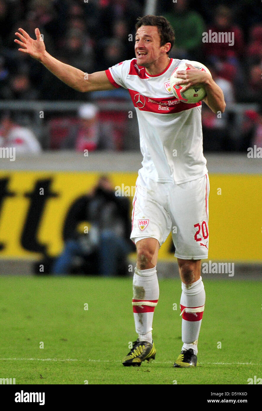 Stuttgart's Cristian Molinaro gestures during the German Bundesliga ...