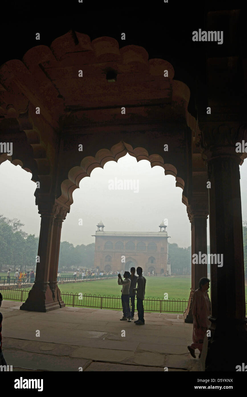 The wide arches of the Diwan-i-Aam or the Hall of Public Audiences in ...