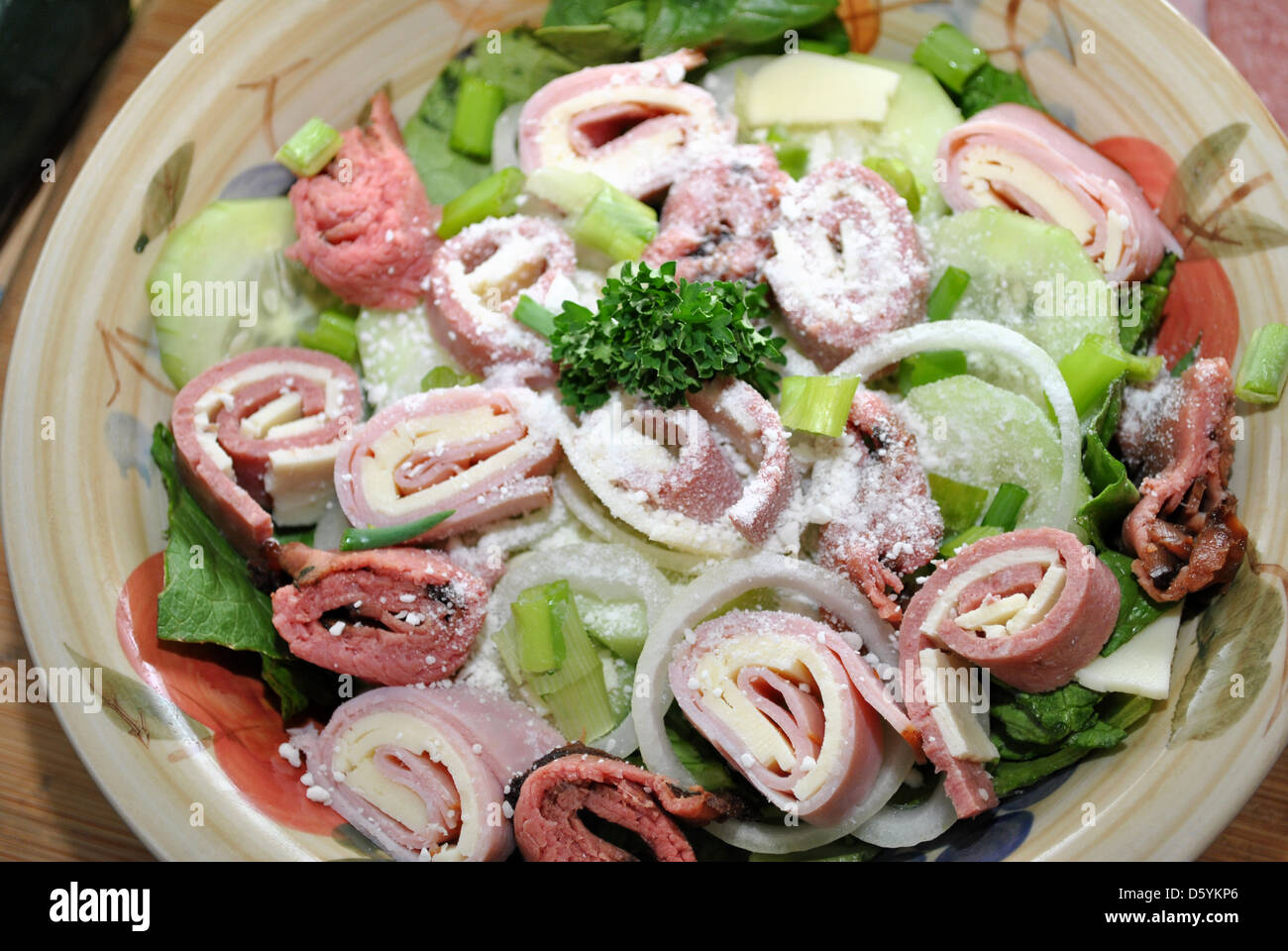 Colorful Salad with Deli Meats Stock Photo - Alamy