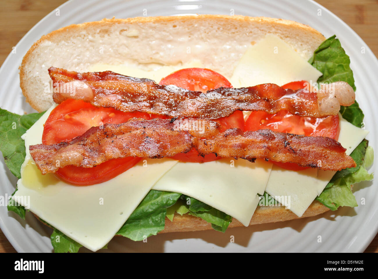 Tasty Bacon, Lettuce and Tomato Sub Sandwich Stock Photo - Alamy