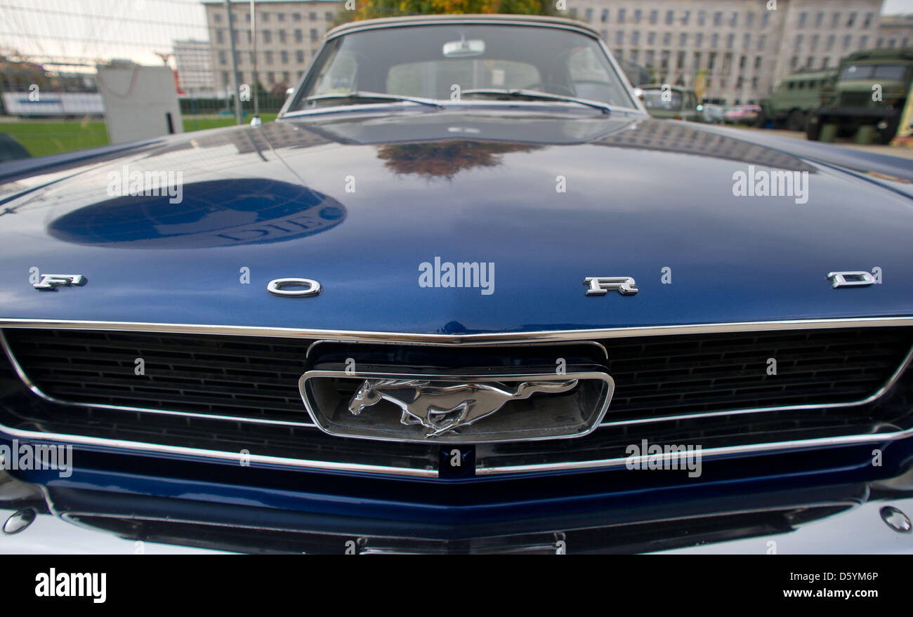 A blue Ford Mustang from the 60s is pictured during a Mustang safari in ...