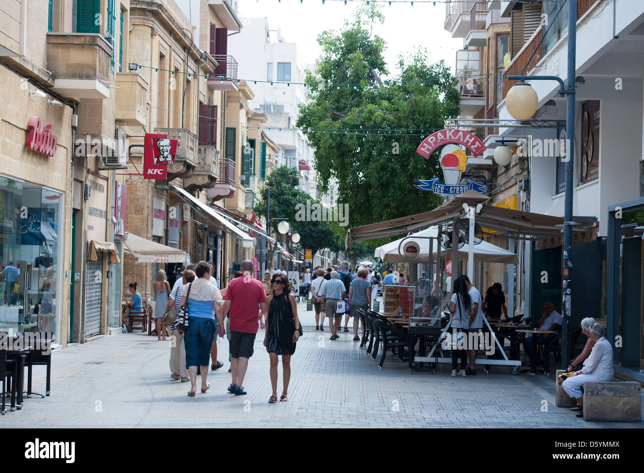 Pedestrians walk along Ledra shopping street in Nicosia, Cyprus, 20 ...
