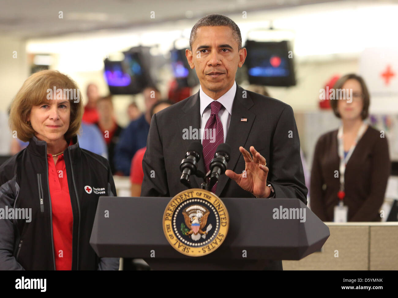United States President Barack Obama speaks at Red Cross headquarters ...