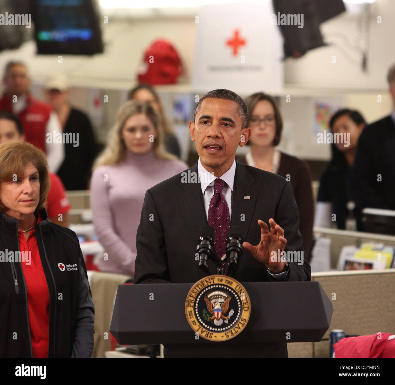 United States President Barack Obama speaks at Red Cross headquarters ...