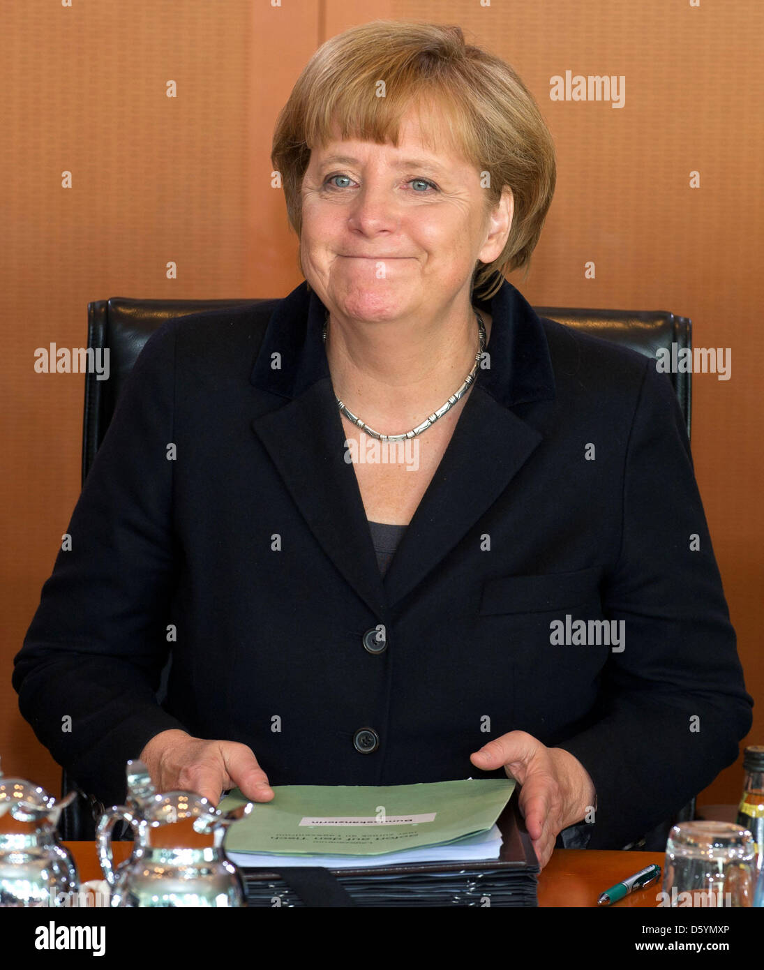 German Chancellor Angela Merkel attends the cabinet meeting in Berlin ...
